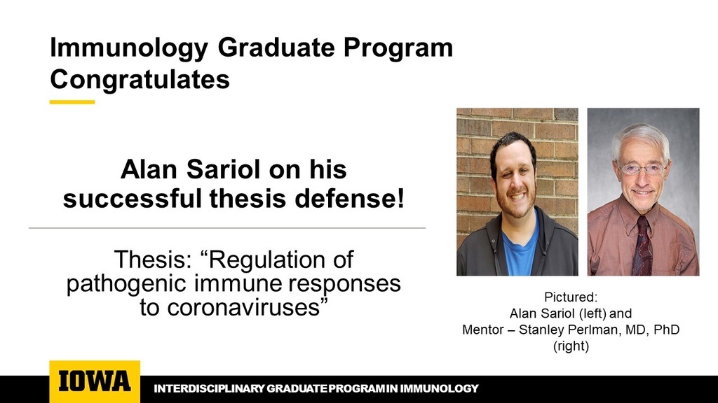 Congrats to Alan Sariol! | Interdisciplinary Graduate Program in Immunology - Graduate College ...